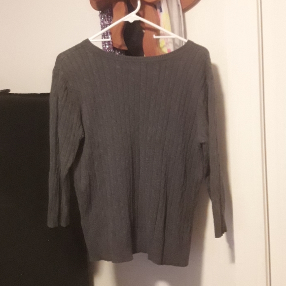 Laura Scott | Sweaters | Laura Scott Xlp Petite Gray Cable Knit Sweater ...